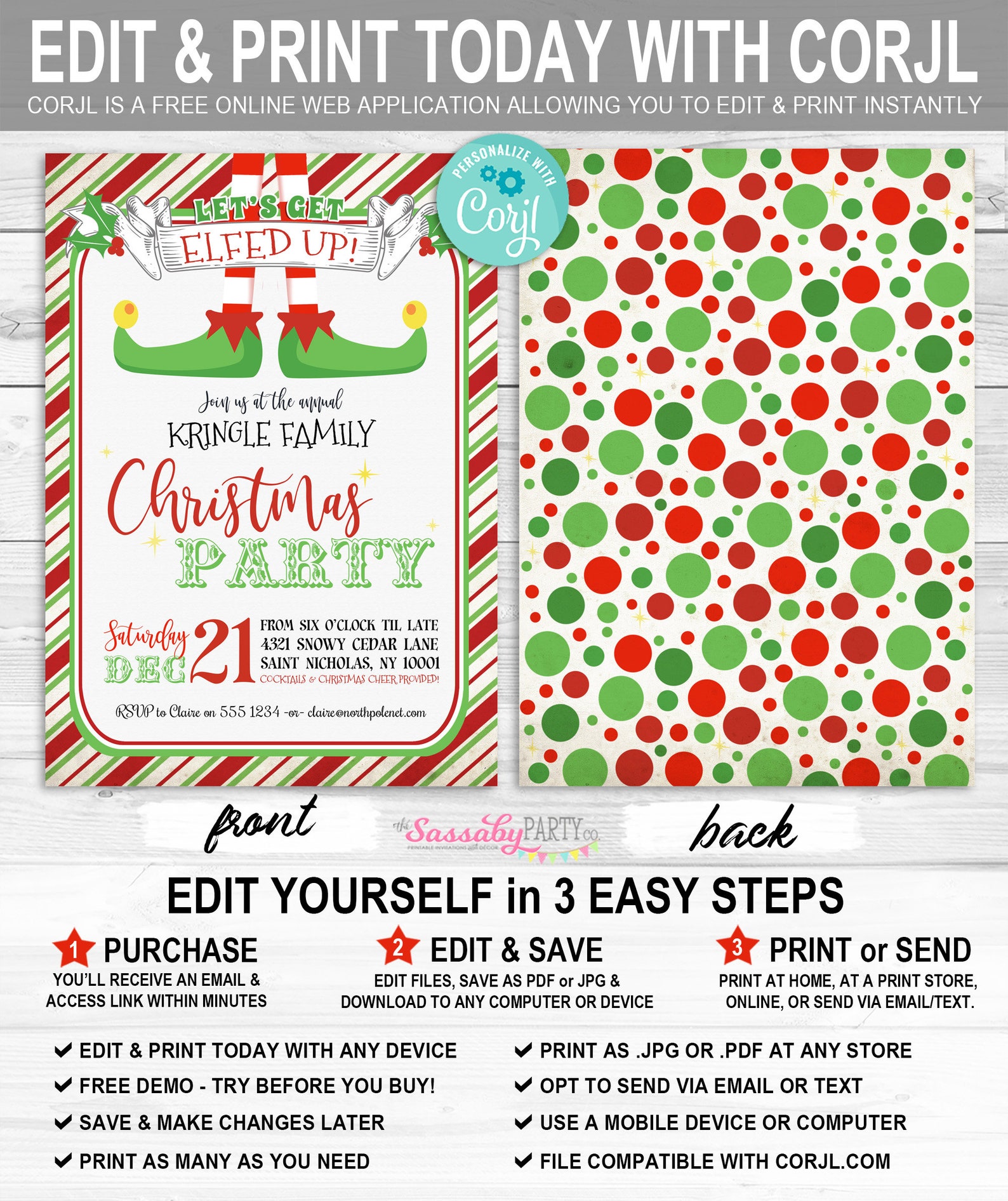 Elf Christmas Party Invitation INSTANT DOWNLOAD Edit & | Etsy