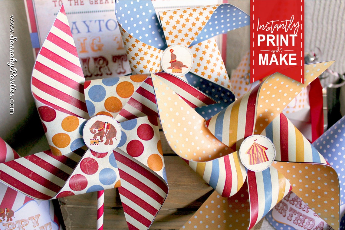 Vintage Circus Pinwheels INSTANT DOWNLOAD Classic Combo - Etsy