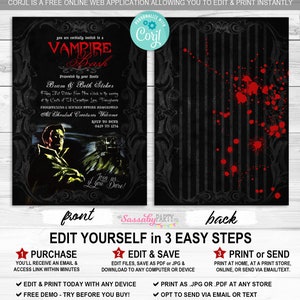 Vampire Party Invitation - INSTANT DOWNLOAD - Edit & Print, Halloween ...