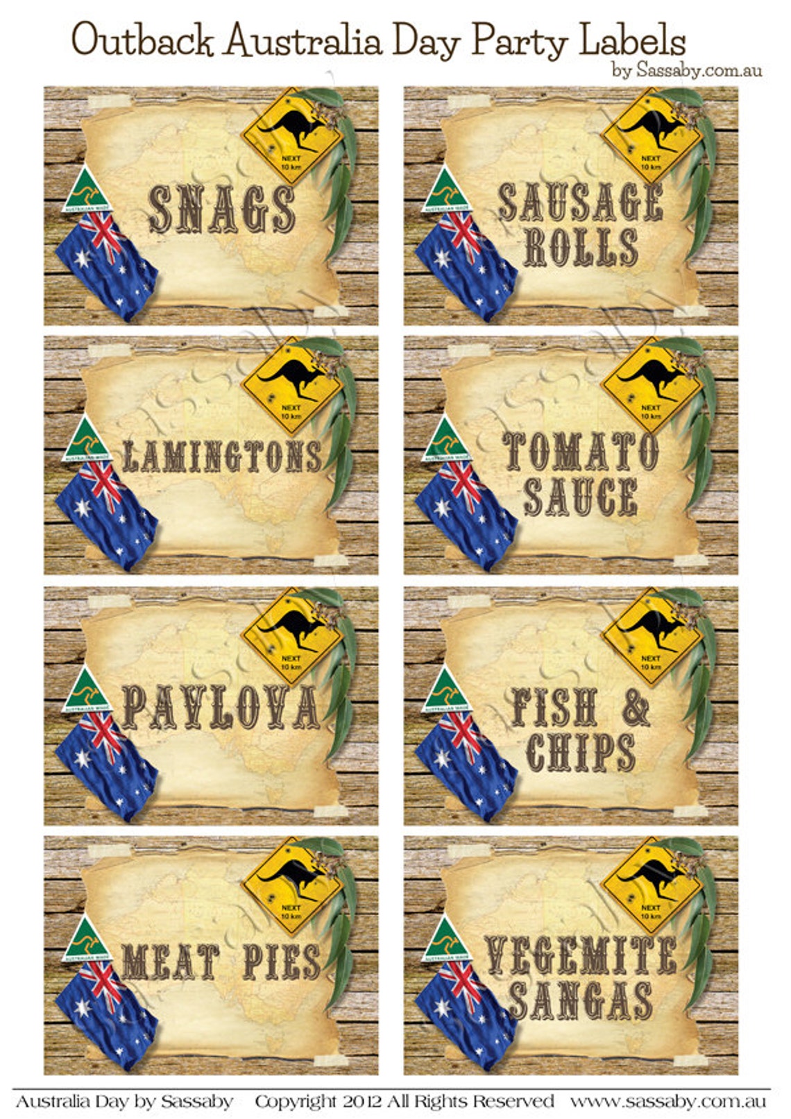 Australia Party Labels - INSTANT DOWNLOAD - Editable & Printable ...