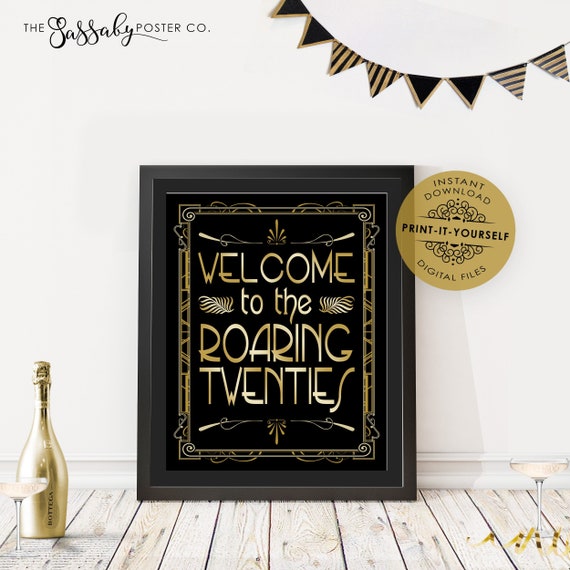 Gatsby Welcome Poster - INSTANT DOWNLOAD - Printable, Roaring Twenties ...