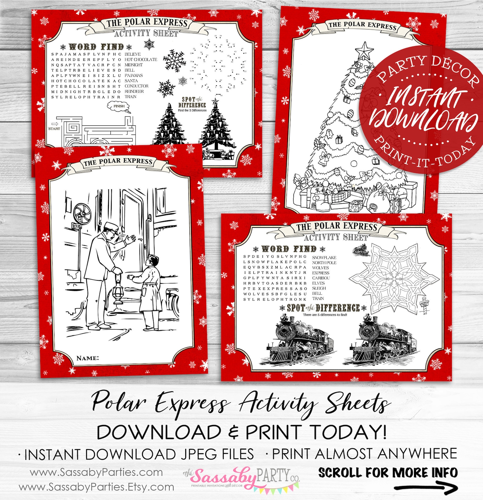 Polar Express Activity Sheets - INSTANT DOWNLOAD - Printable Red ...