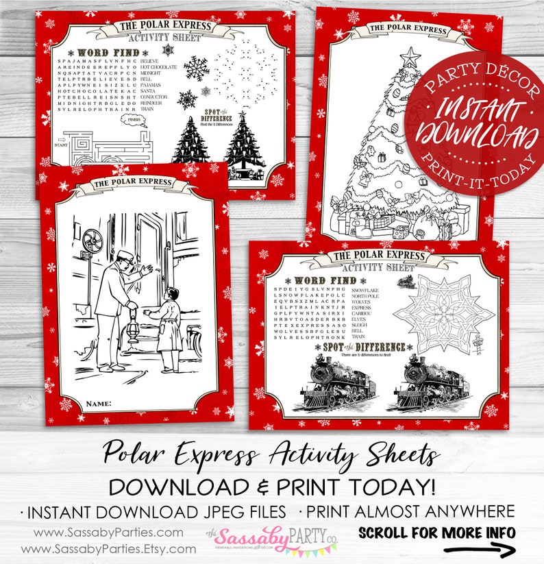 Polar Express Activity Sheets - INSTANT DOWNLOAD - Printable Red ...