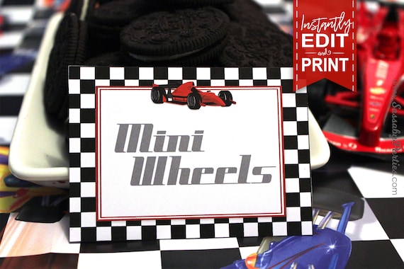 Racing Car Party Labels - INSTANT DOWNLOAD - Editable & Printable ...