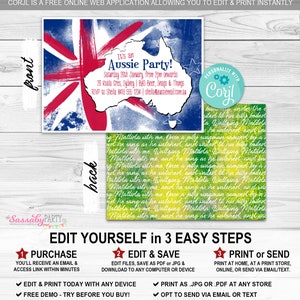 Aussie Party Invitation - INSTANT DOWNLOAD - Edit & Print, Summer ...