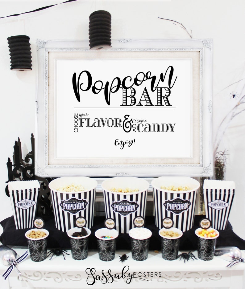 Popcorn Bar Poster - INSTANT DOWNLOAD - Printable Halloween Party Sign ...