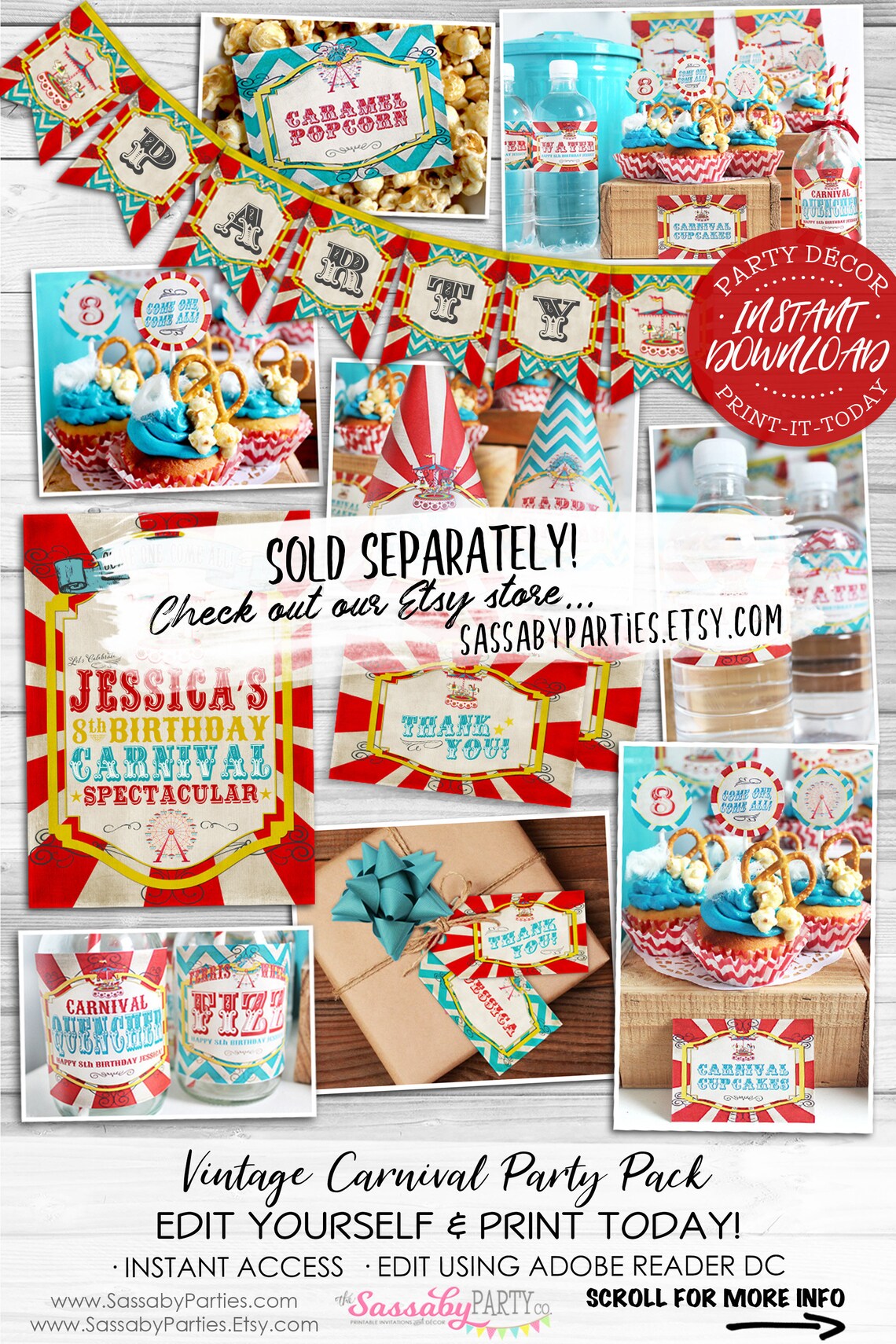Vintage Carnival Invitation INSTANT DOWNLOAD Edit & Print | Etsy