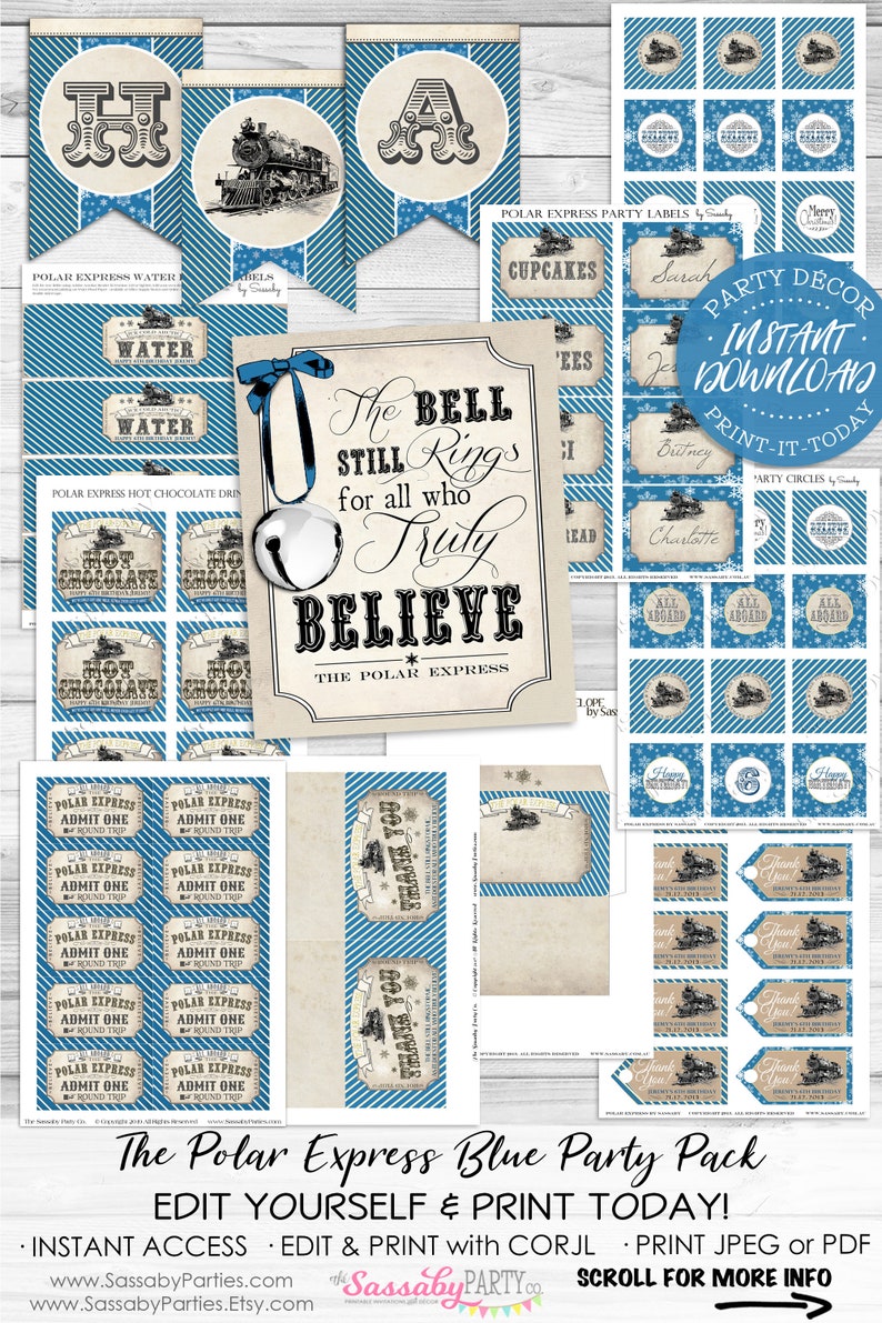 Polar Express MEGA Party Bundle - INSTANT DOWNLOAD - Partially Edit ...