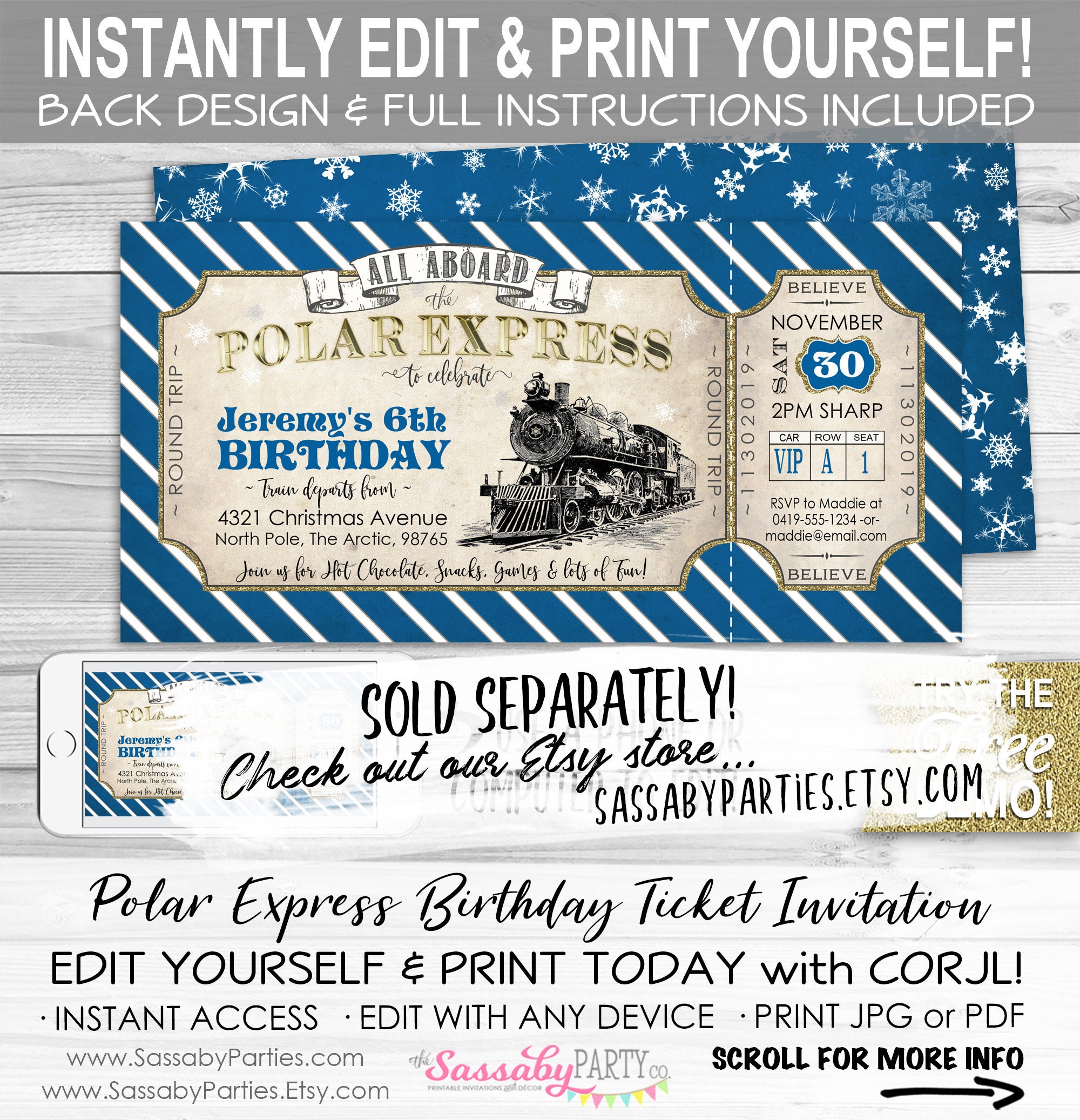 Polar Express Invitation - INSTANT DOWNLOAD - Partially Editable ...