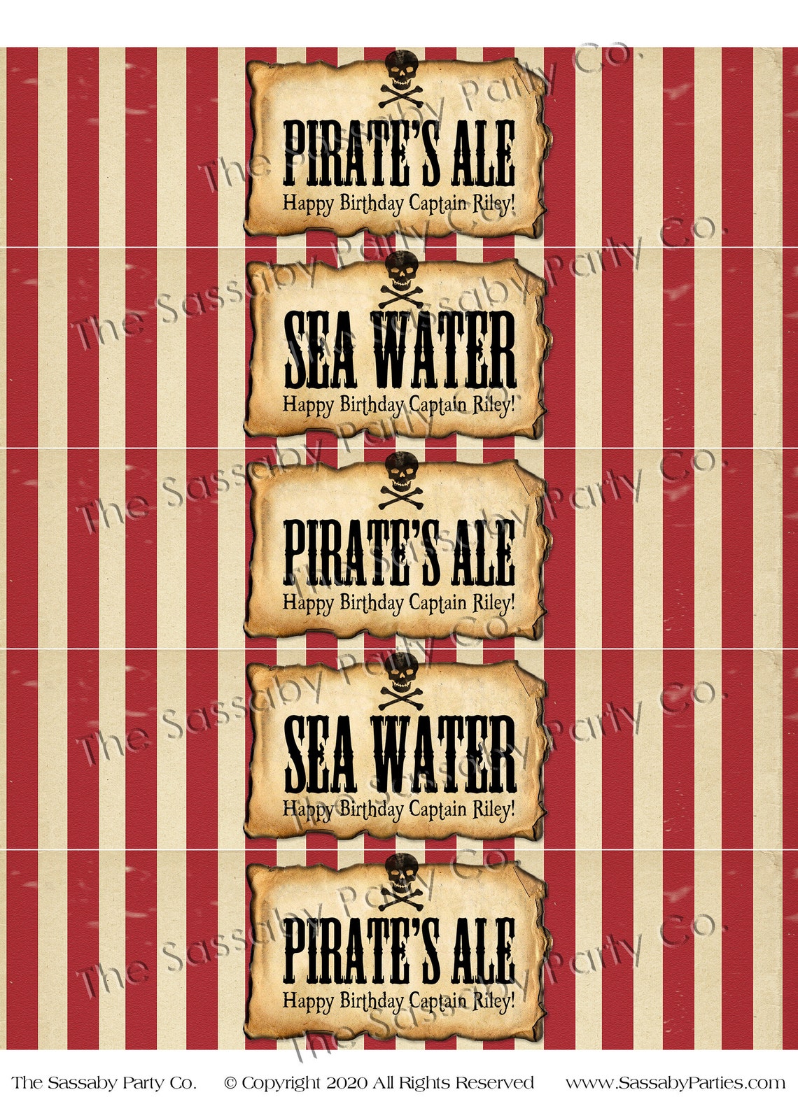 Pirate Water Bottle Labels INSTANT DOWNLOAD Editable & - Etsy