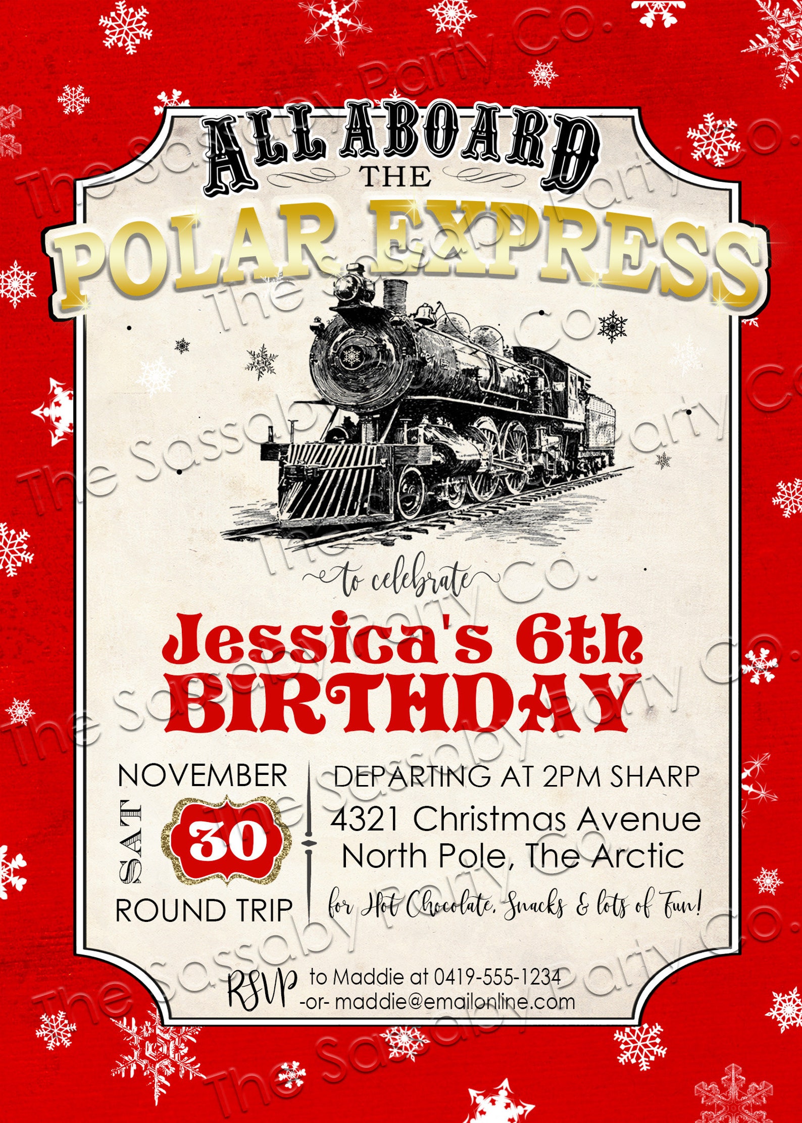 Polar Express Invitation Red - INSTANT DOWNLOAD - Partially Editable ...