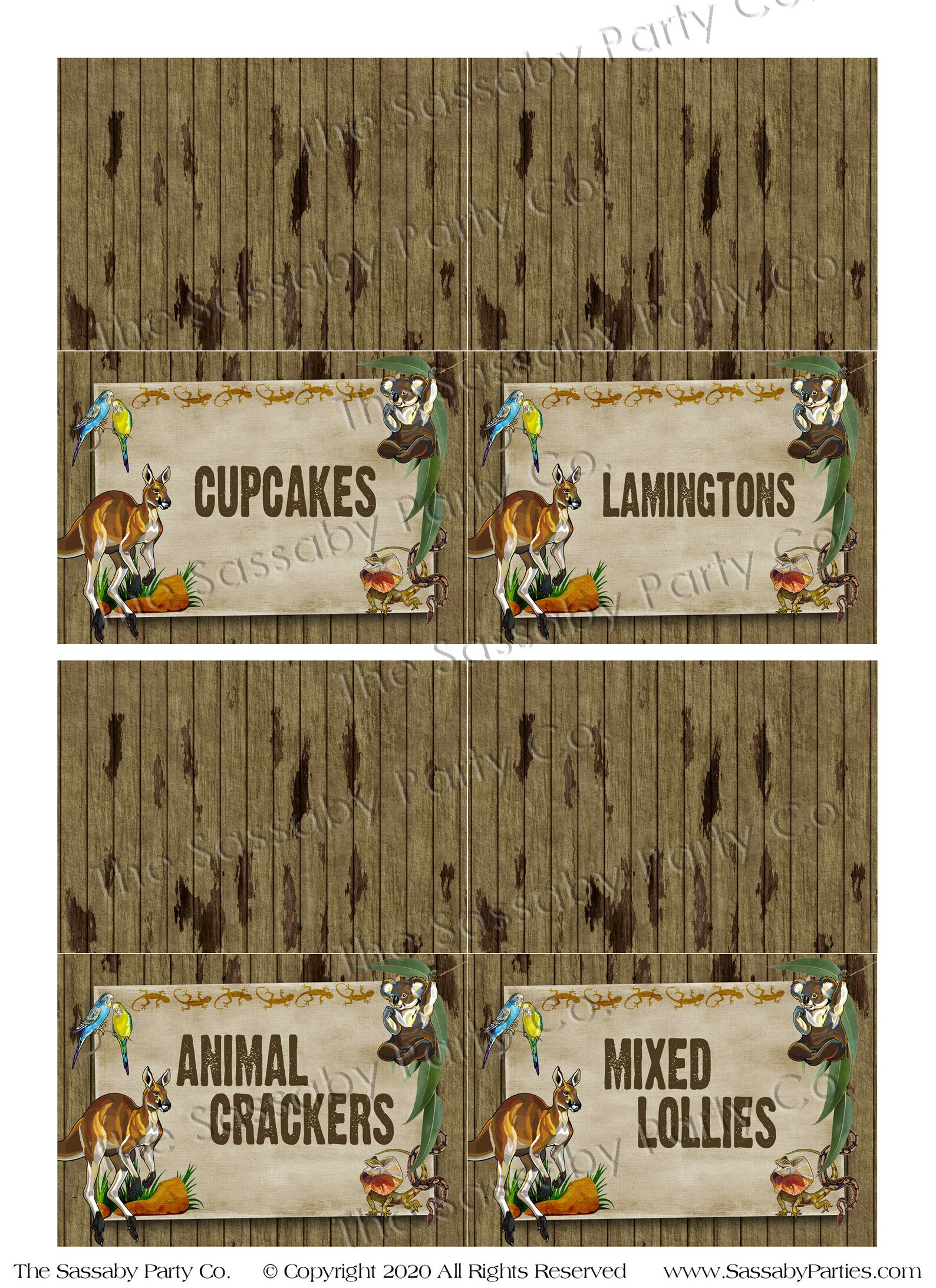 Australian Animals Party Labels INSTANT DOWNLOAD Editable - Etsy