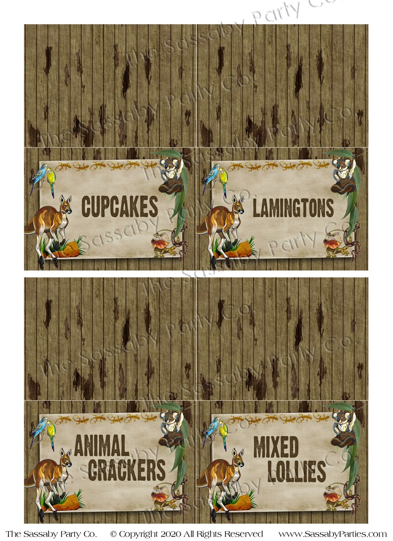 Australian Animals Party Labels INSTANT DOWNLOAD Editable - Etsy