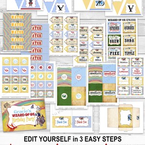 Wizard of Oz Party Pack - INSTANT DOWNLOAD - Editable & Printable ...