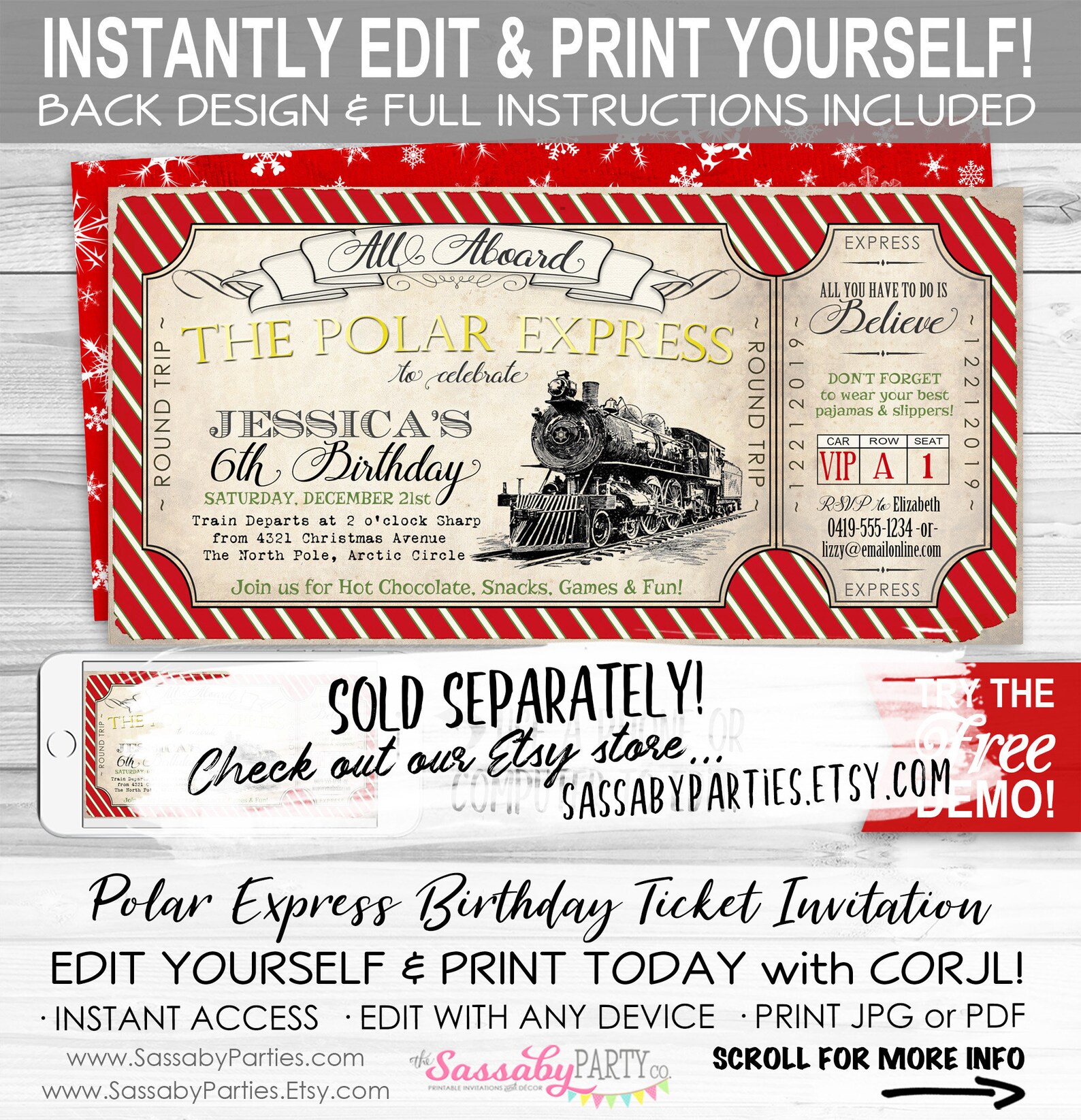Polar Express Invitation - INSTANT DOWNLOAD - Partially Editable ...