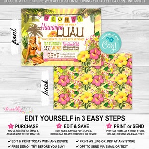Hawaiian Luau Party Invitation - INSTANT DOWNLOAD - Edit & Print ...