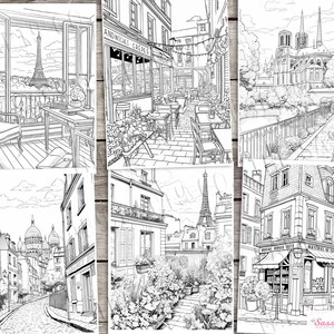 Paris Coloring Book - INSTANT DOWNLOAD - Eiffel Tower, Shops & Cafes ...