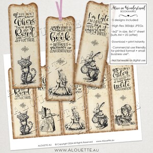 Alice in Wonderland Bookmarks - INSTANT DOWNLOAD - Printable Ephemera ...