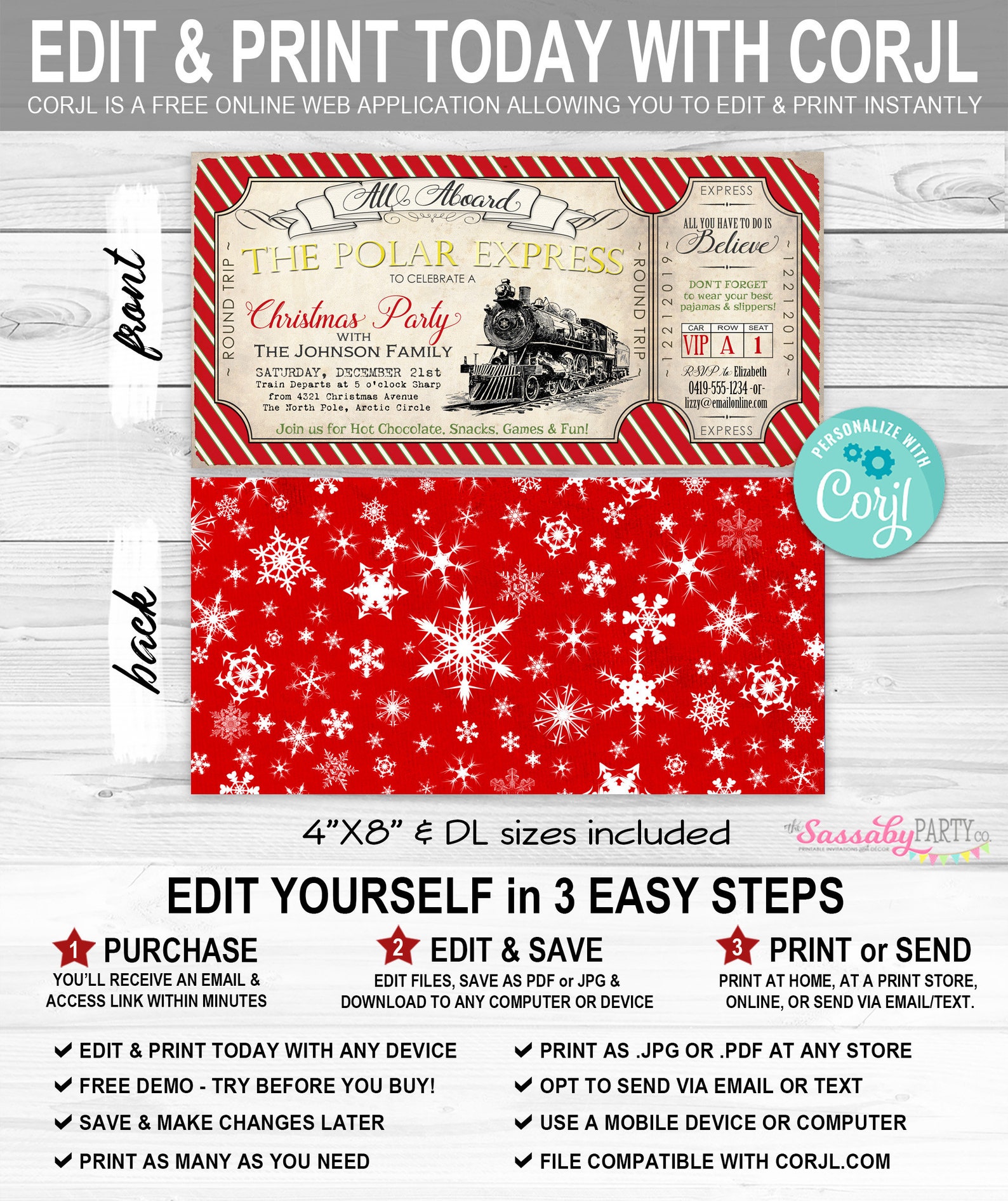 Polar Express Ticket Invitation - INSTANT DOWNLOAD - Partially Editable ...