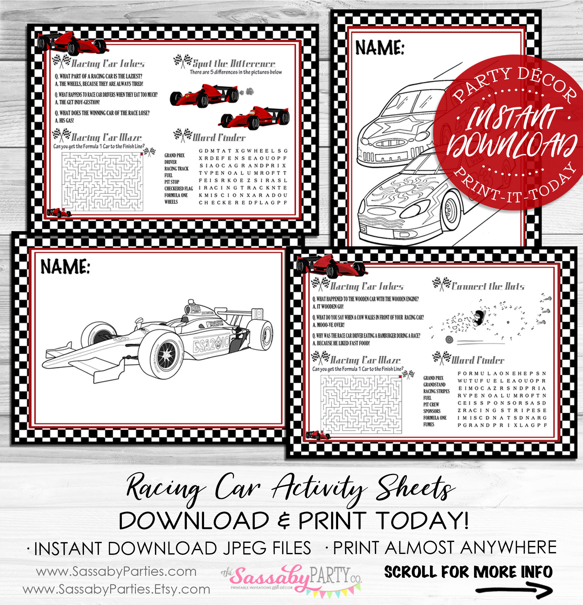Racing Car Party Pack INSTANT DOWNLOAD Editable & - Etsy