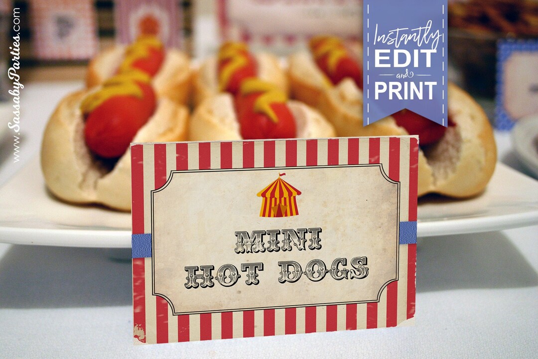 Vintage Circus Party Labels - INSTANT DOWNLOAD - Editable & Printable ...