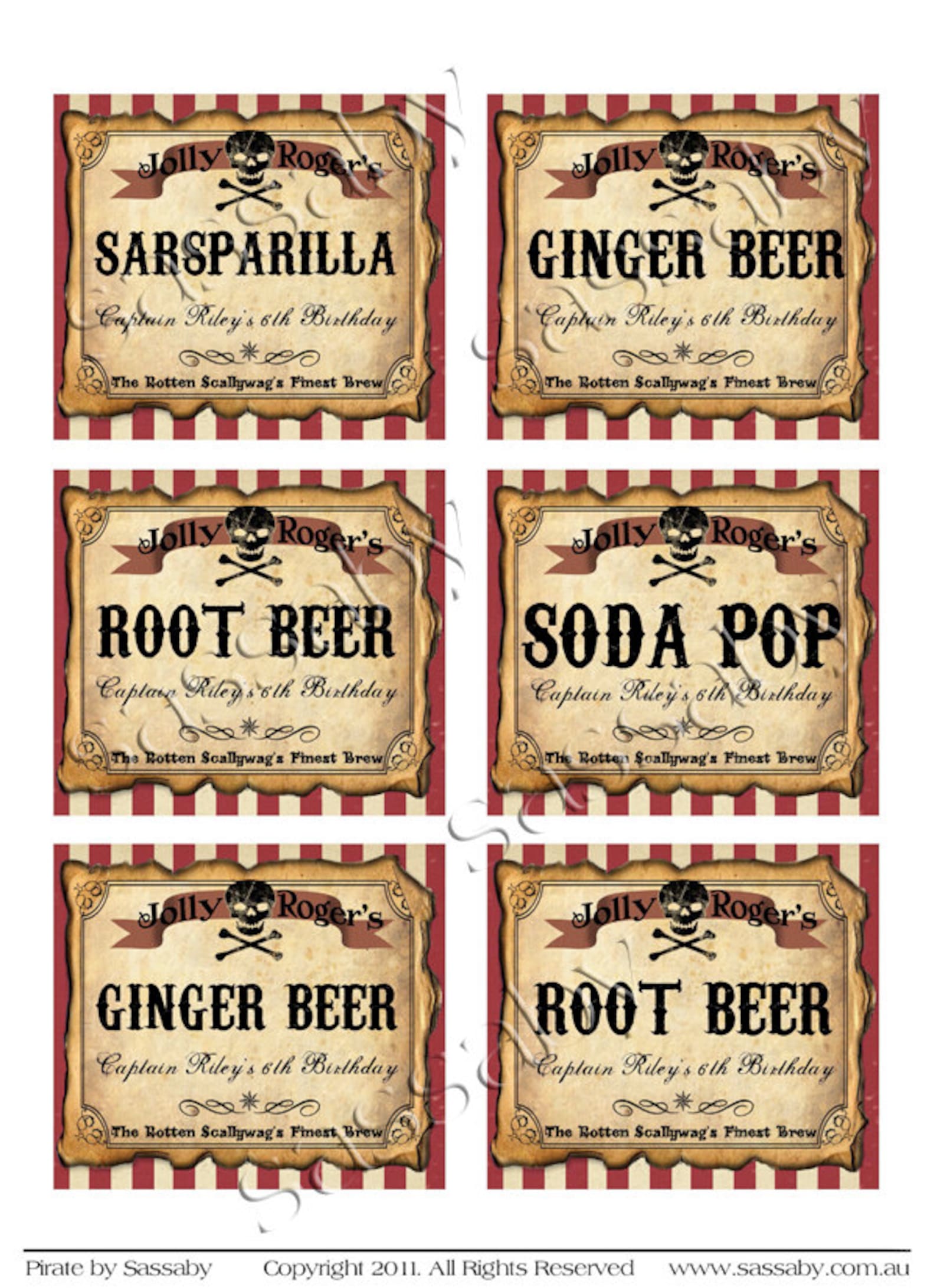 Pirate Drink Bottle Labels INSTANT DOWNLOAD Editable & - Etsy