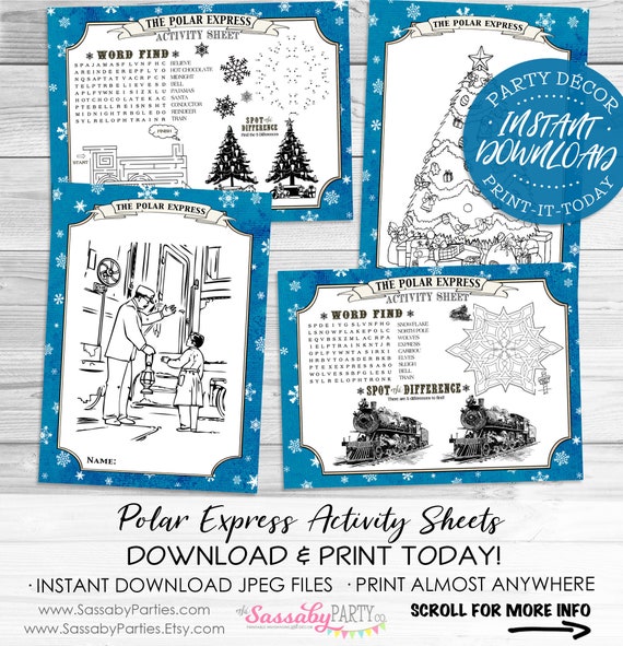 Polar Express Activity Sheets - INSTANT DOWNLOAD - Printable, Blue ...
