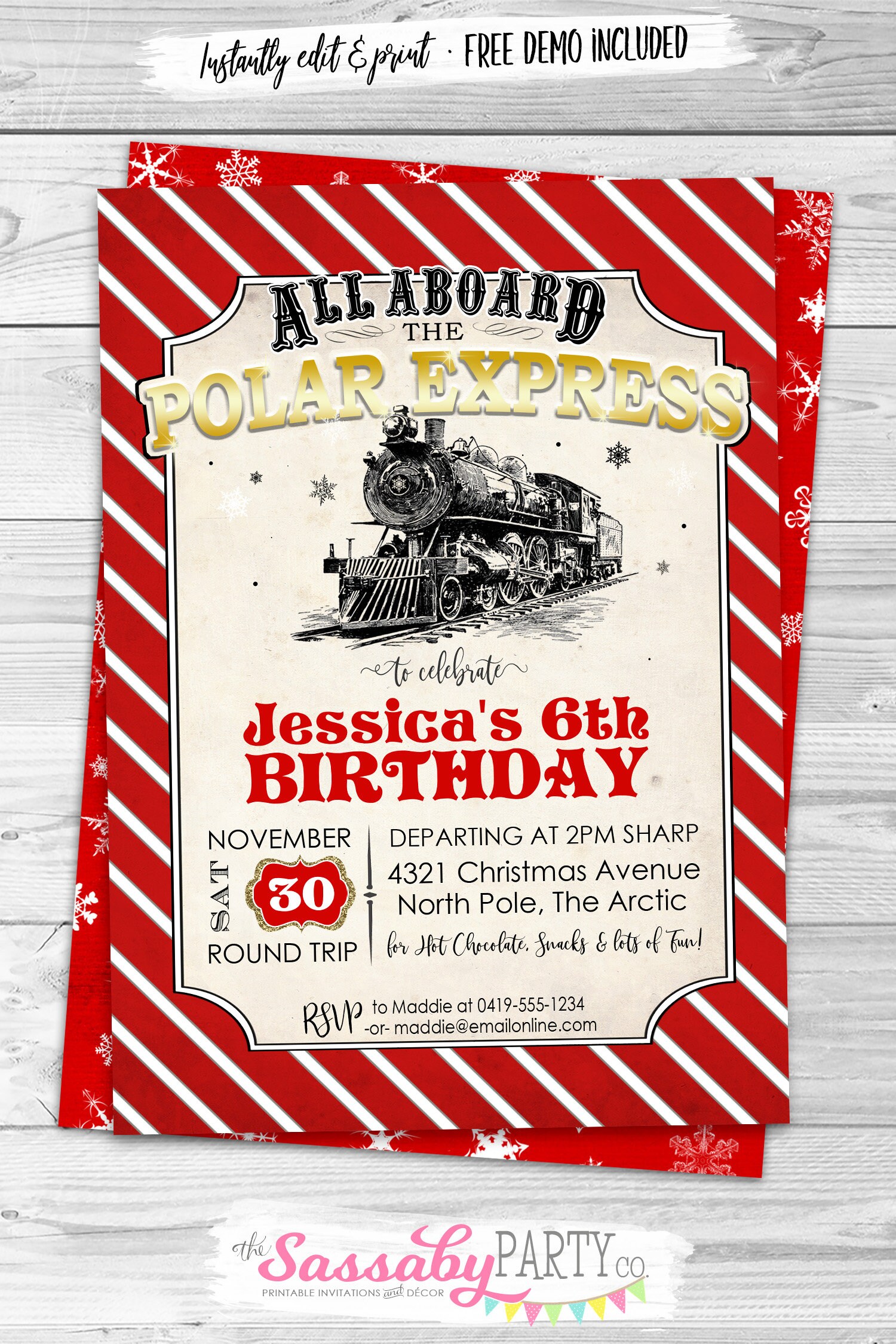 Polar Express Invitation Red INSTANT DOWNLOAD Partially | Etsy