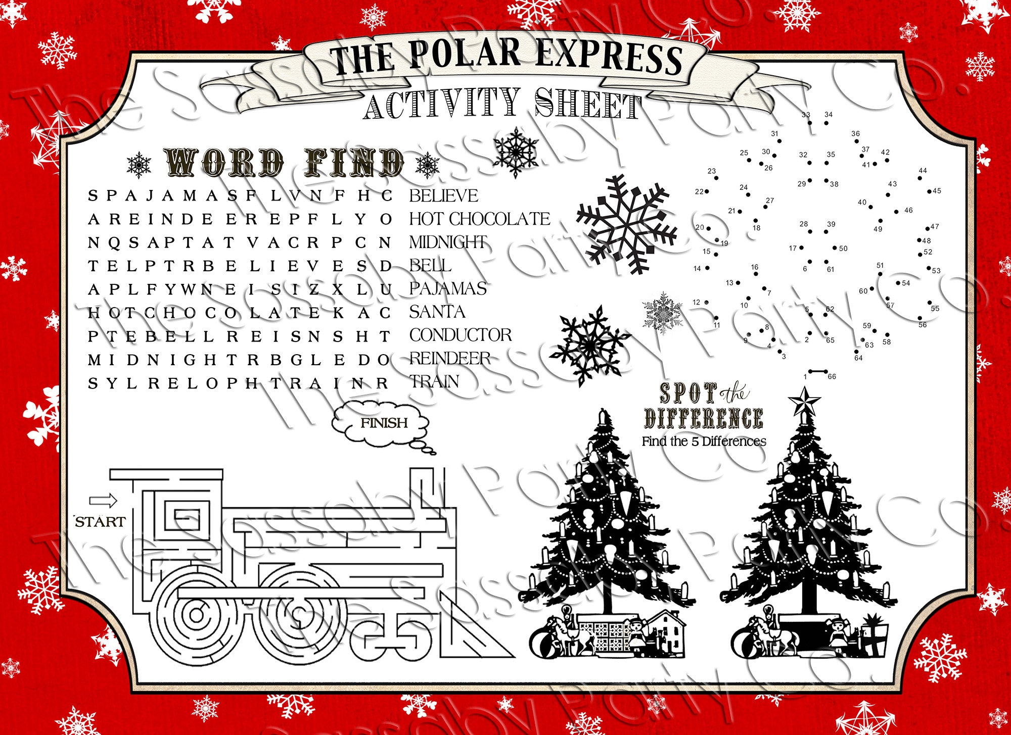 Polar Express Activity Sheets - INSTANT DOWNLOAD - Printable Red ...
