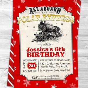 Polar Express Invitation Red INSTANT DOWNLOAD Partially Editable ...
