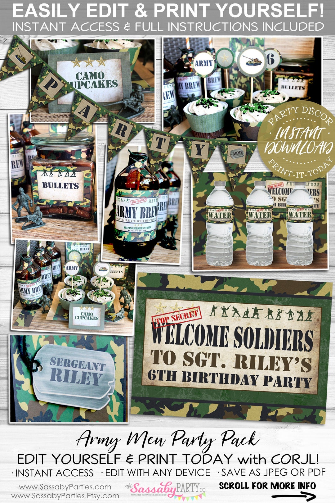 Army Men Party Pack - INSTANT DOWNLOAD - Edit& Print, Birthday Party ...