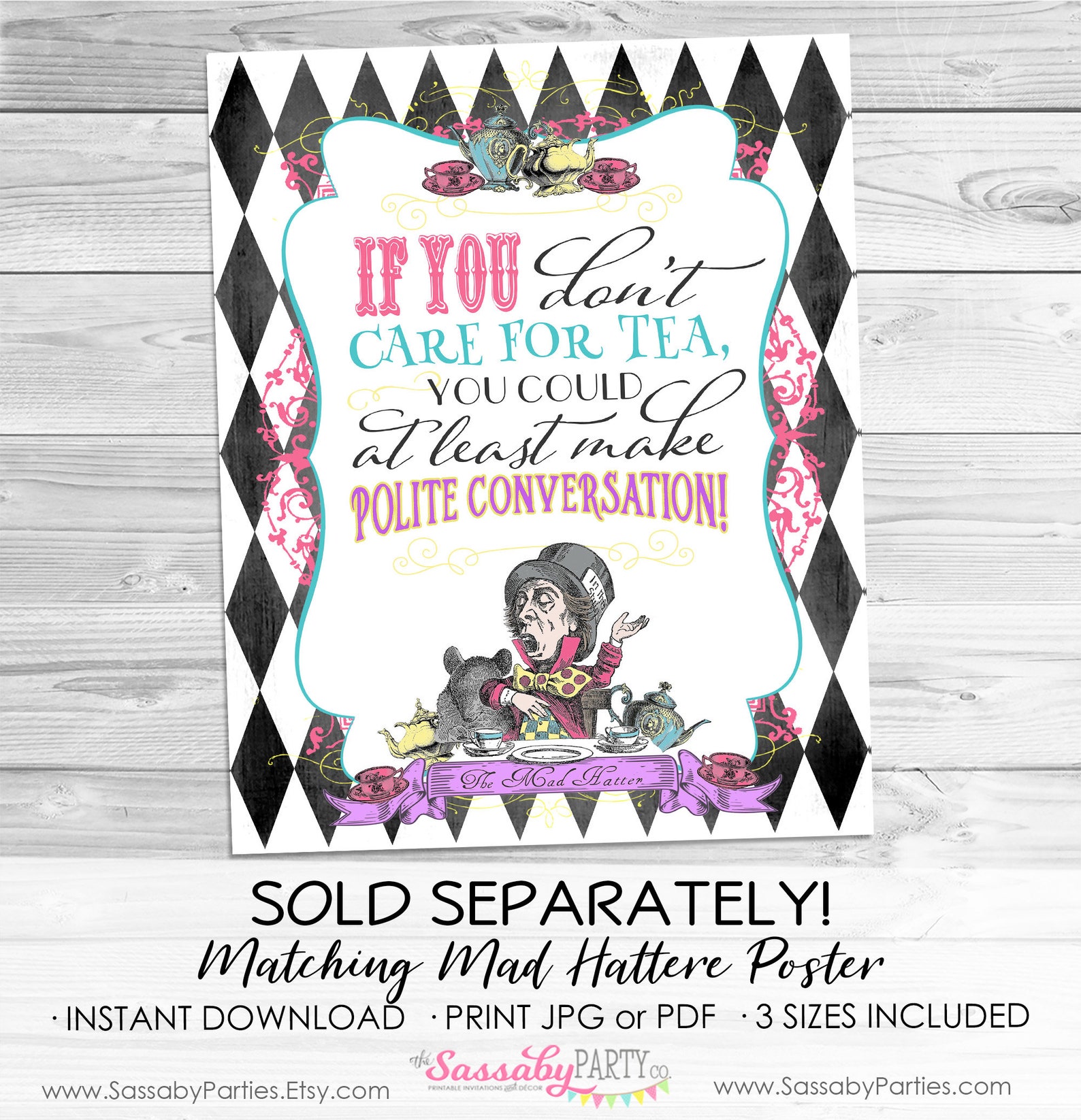 Mad Hatter Tea Party Invitation - INSTANT DOWNLOAD - Edit & Print ...