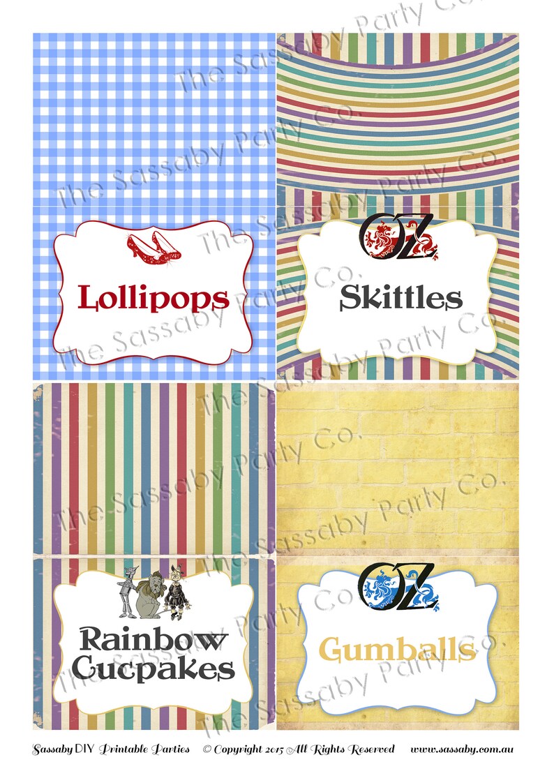 Wizard of Oz Party Labels INSTANT DOWNLOAD Edit & Print | Etsy