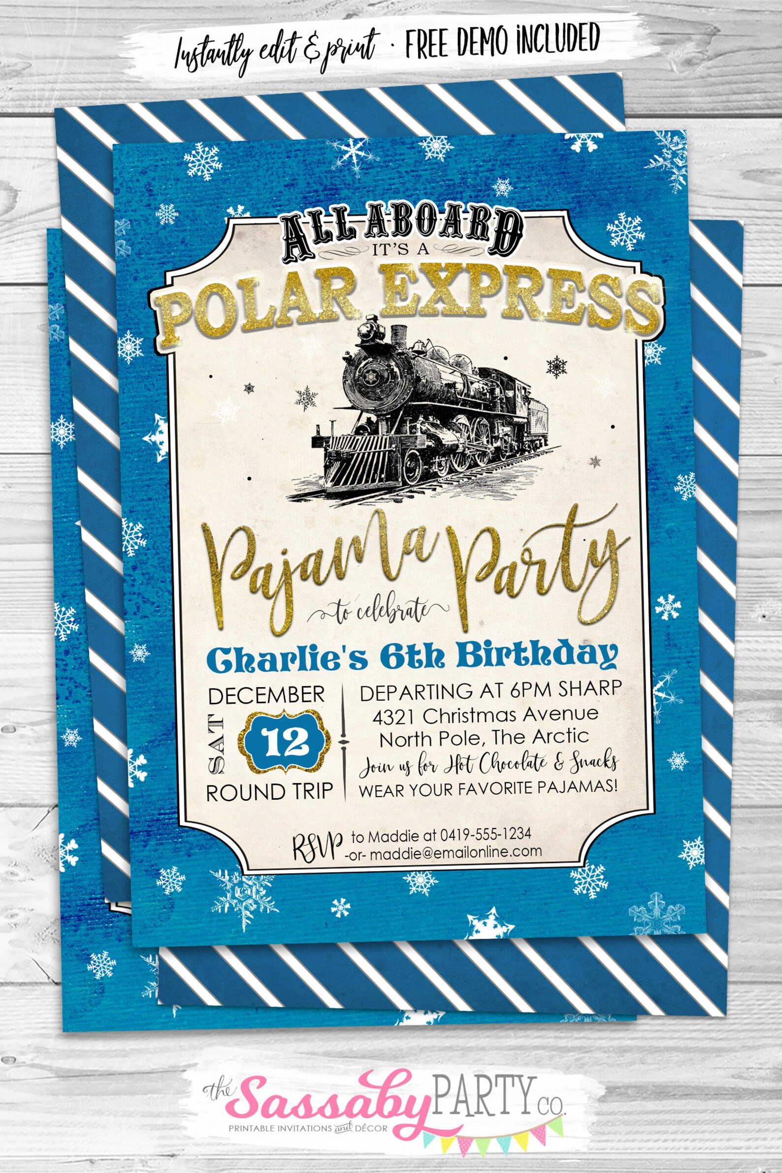 Polar Express Invitation - INSTANT DOWNLOAD - Partially Editable ...