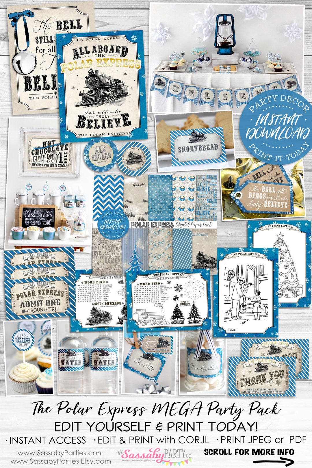Polar Express MEGA Party Bundle - INSTANT DOWNLOAD - Partially Edit ...