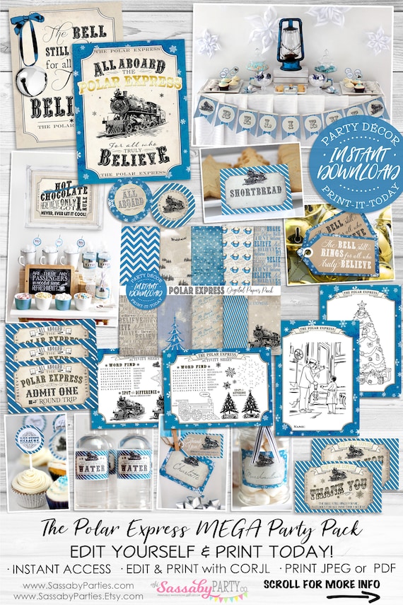 Polar Express MEGA Party Bundle - INSTANT DOWNLOAD - partially Edit ...