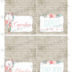 Dreamcatcher Boho Party Labels INSTANT DOWNLOAD Editable & - Etsy
