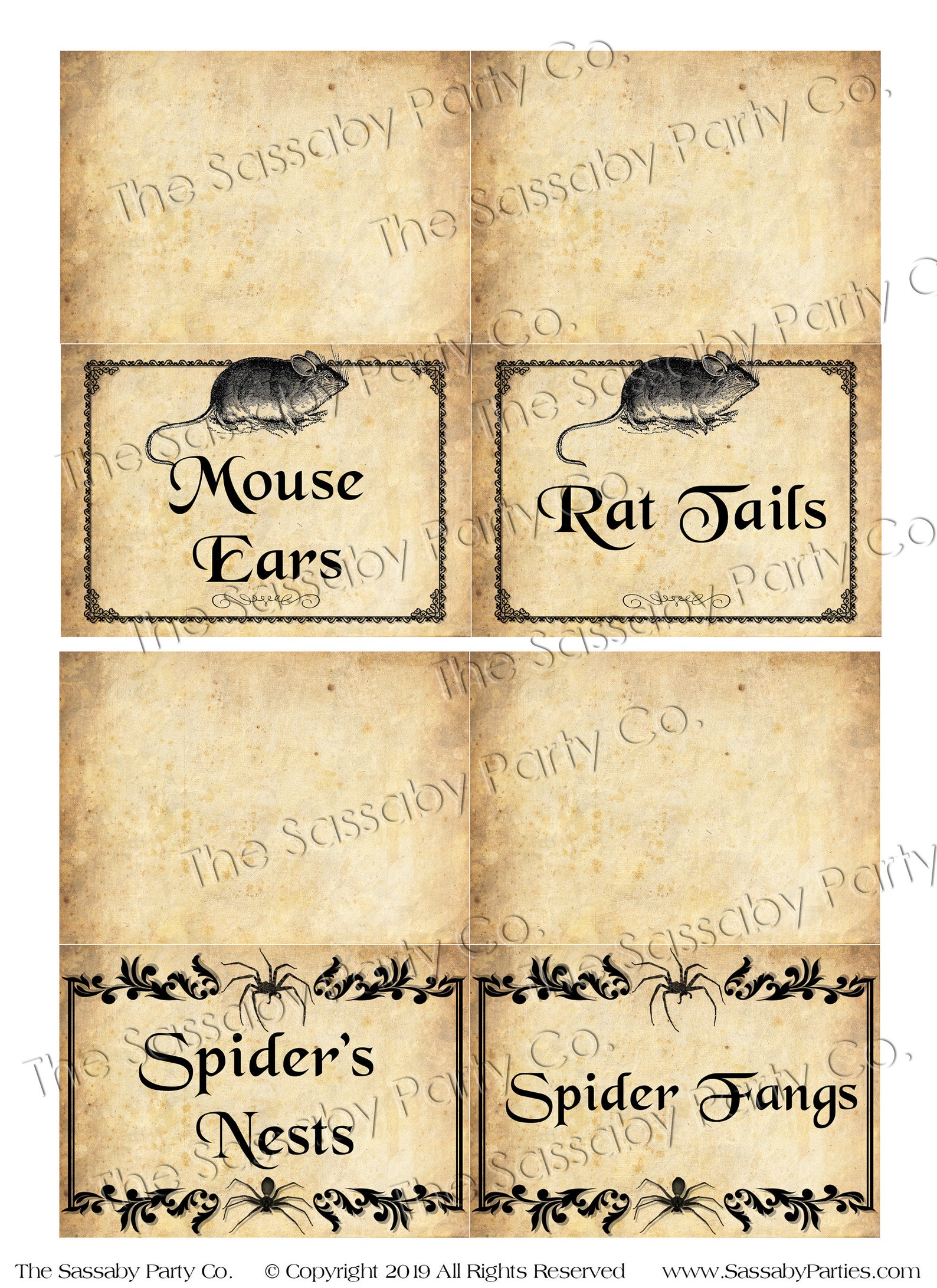 Halloween Party Labels INSTANT DOWNLOAD Editable & Printable Vintage ...