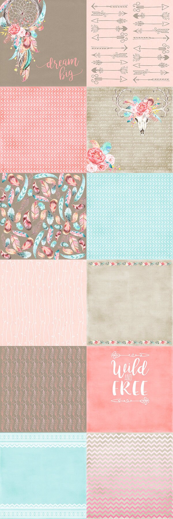 Boho Chic Paper Pack 12 Digital Sheets INSTANT DOWNLOAD - Etsy Australia
