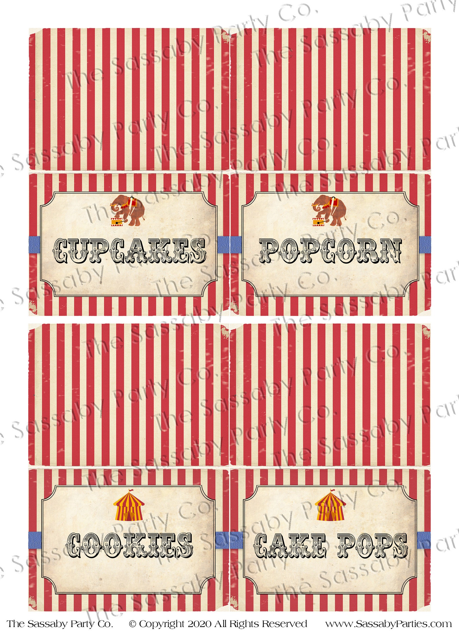 Vintage Circus Party Labels INSTANT DOWNLOAD Editable & - Etsy
