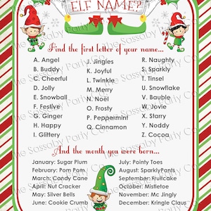 Elf Name Poster - INSTANT DOWNLOAD - 'what's Your Elf Name?' Printable ...