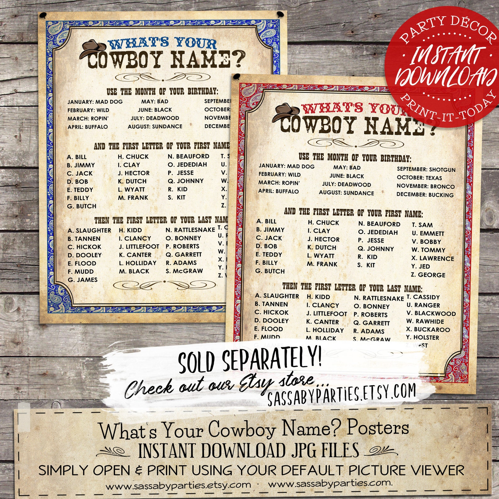 Cowgirl Name Poster RED - INSTANT DOWNLOAD - 'what's Your Cowgirl Name ...
