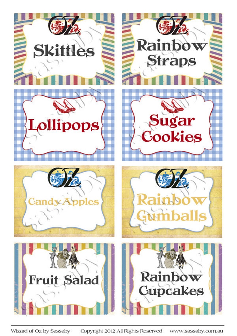 Wizard of Oz Party Labels INSTANT DOWNLOAD Edit & Print | Etsy