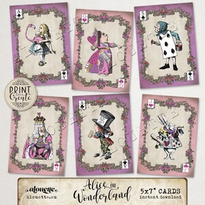 Alice in Wonderland Giant Cards - INSTANT DOWNLOAD - Printable Ephemera ...