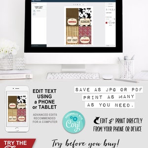 Wild West Cowboy Party Labels - INSTANT DOWNLOAD - Editable & Printable ...