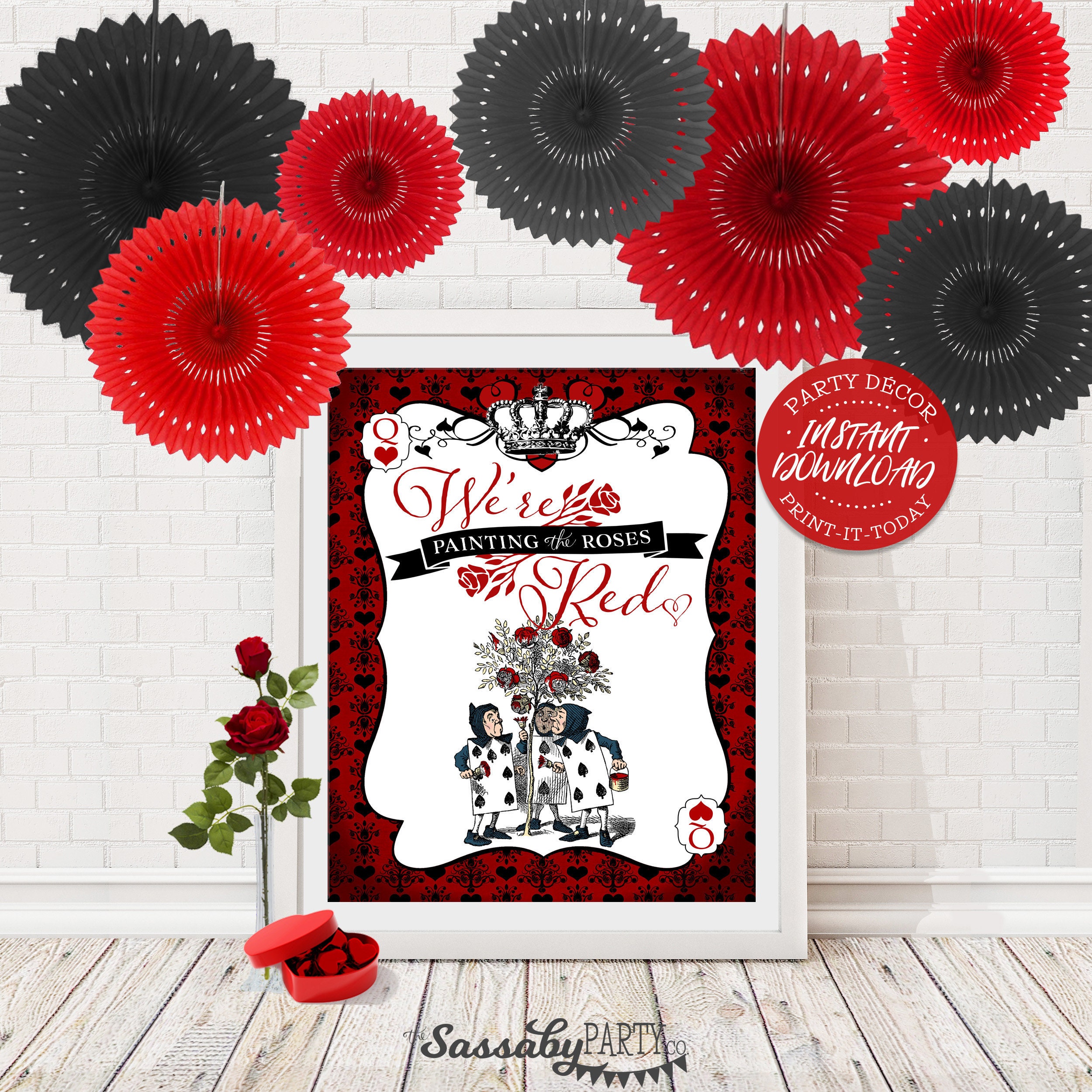 Alice in Wonderland Painting the Roses Red Poster INSTANT | Etsy