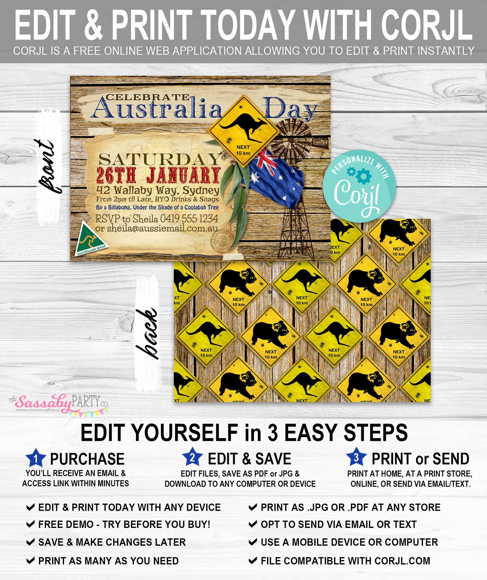 Australia Day Outback Invitation INSTANT DOWNLOAD Family - Etsy