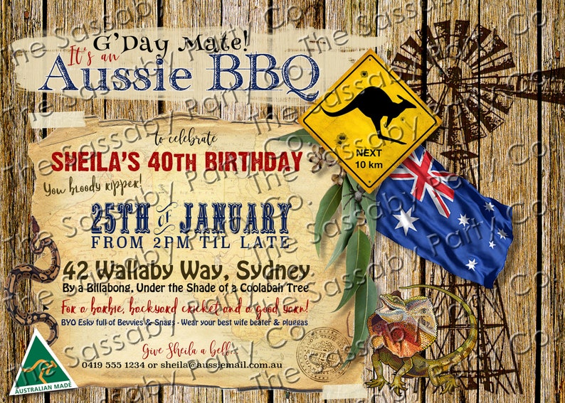 Aussie BBQ Party Invitation INSTANT DOWNLOAD Edit & Print - Etsy