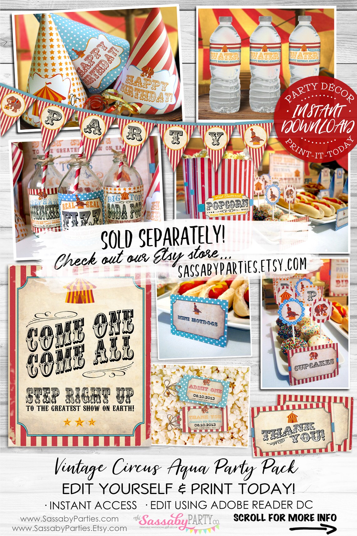 Vintage Circus Digital Paper Pack - INSTANT DOWNLOAD - Scrapbooking ...