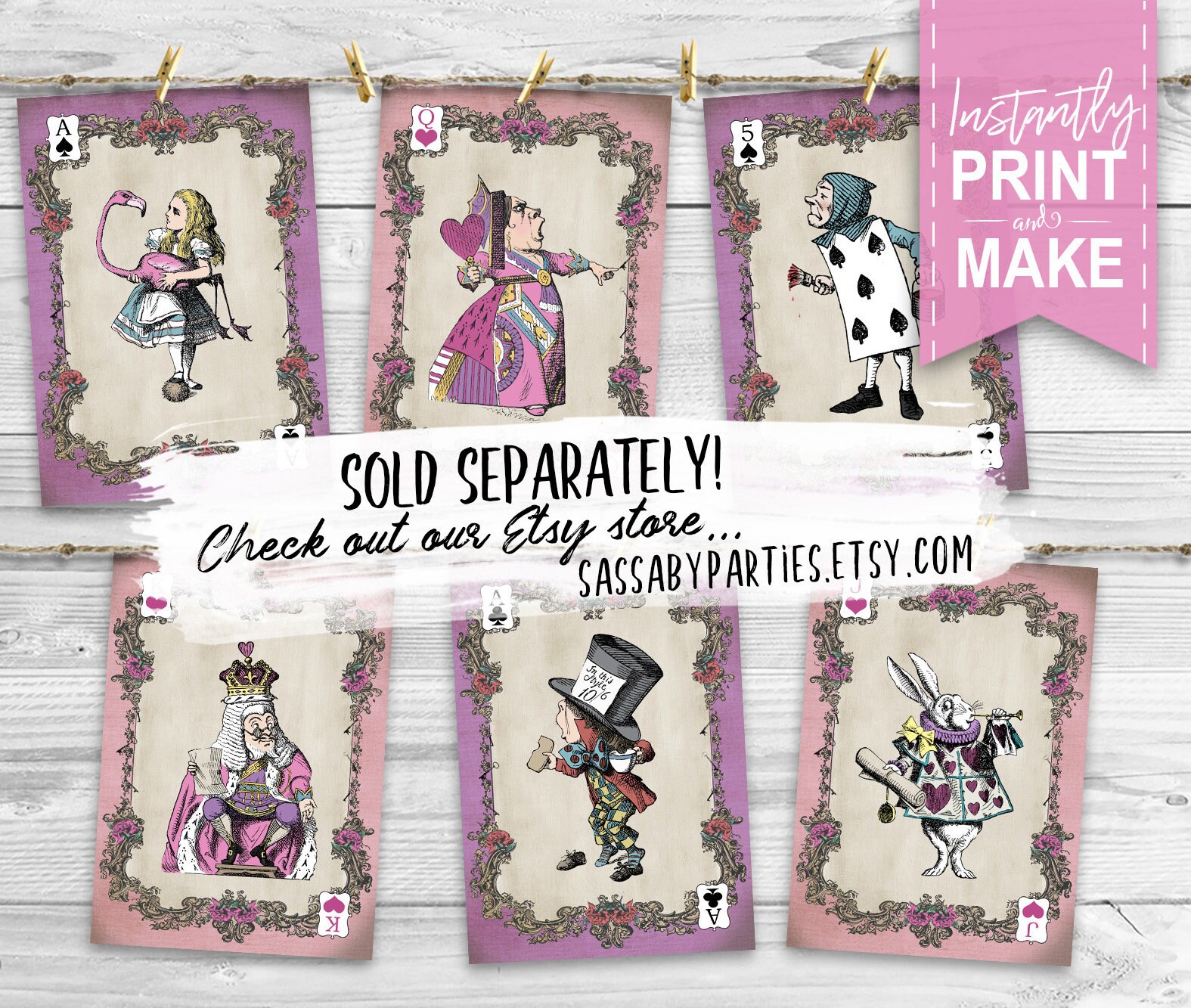 Alice in Wonderland Digital Papers Pack - INSTANT DOWNLOAD - Printable ...